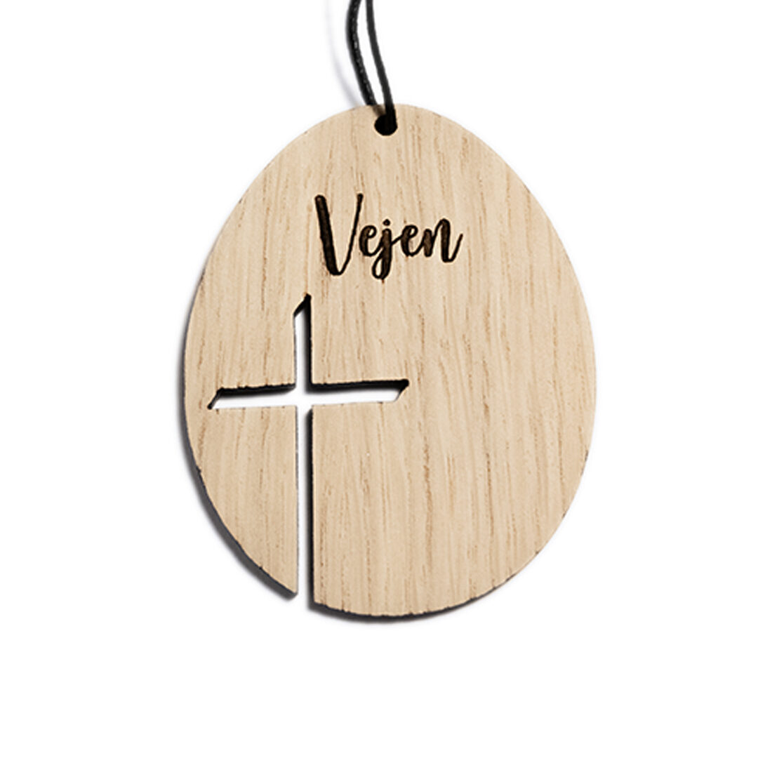 Påskeæg - Kors - med tekst - Wooden Words